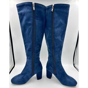 Jingpin | Shoes | Jingpin Boots Blue Suede Heeled Size 65 Nwot | Poshmark